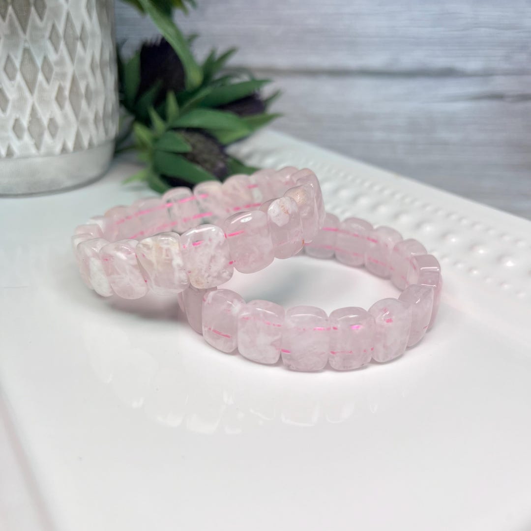 Pink Snowflake Garden Quartz Bracelet, Soft Bangle Bracelet, Inclusion ...