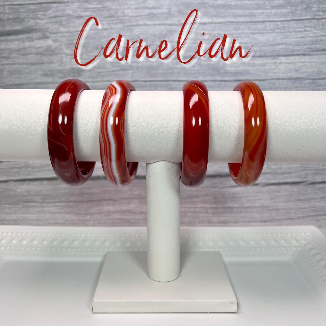 Carnelian Bangle, Carnelian Agate Bangle Bracelet, Crystal Bangle ...