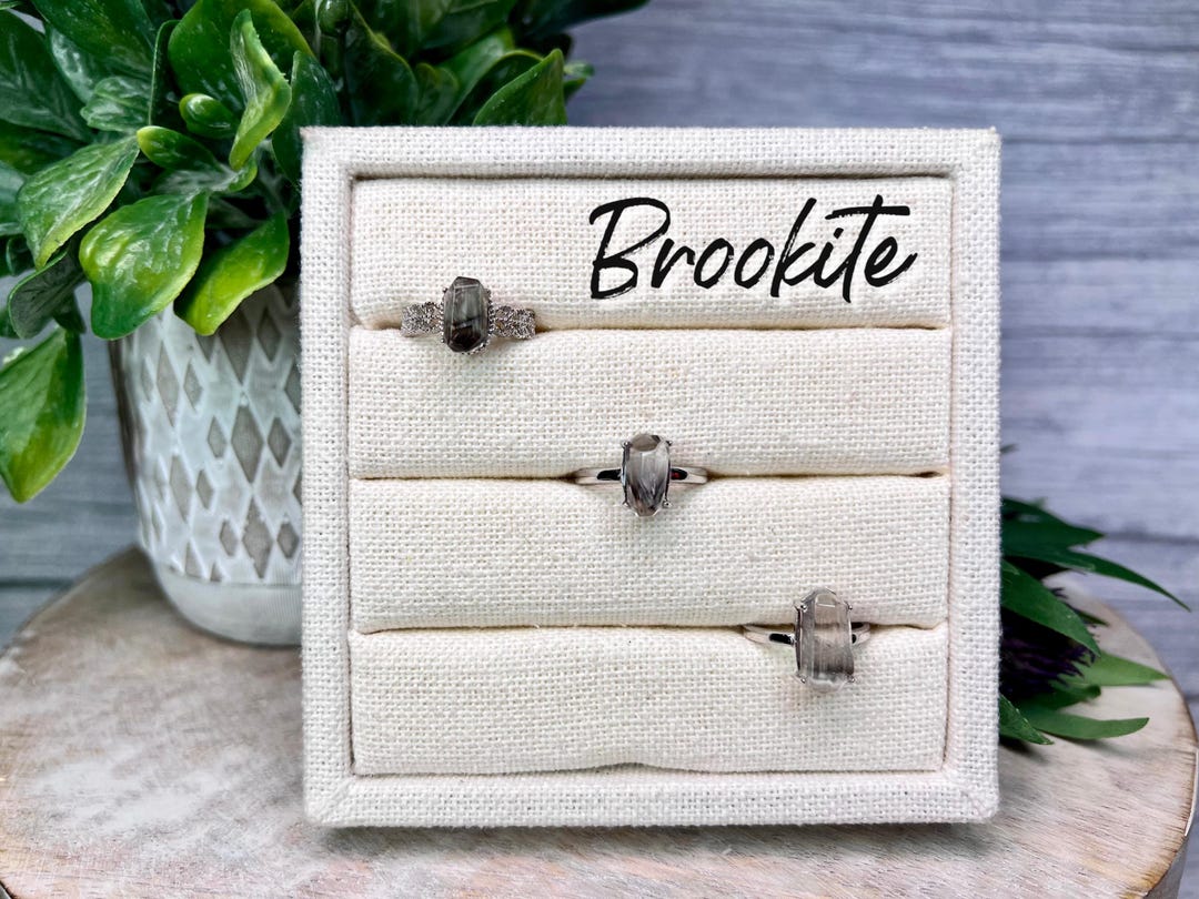 Brookite Ring, Brookite in Quartz Crystal, 925 Silver Adjustable Ring ...