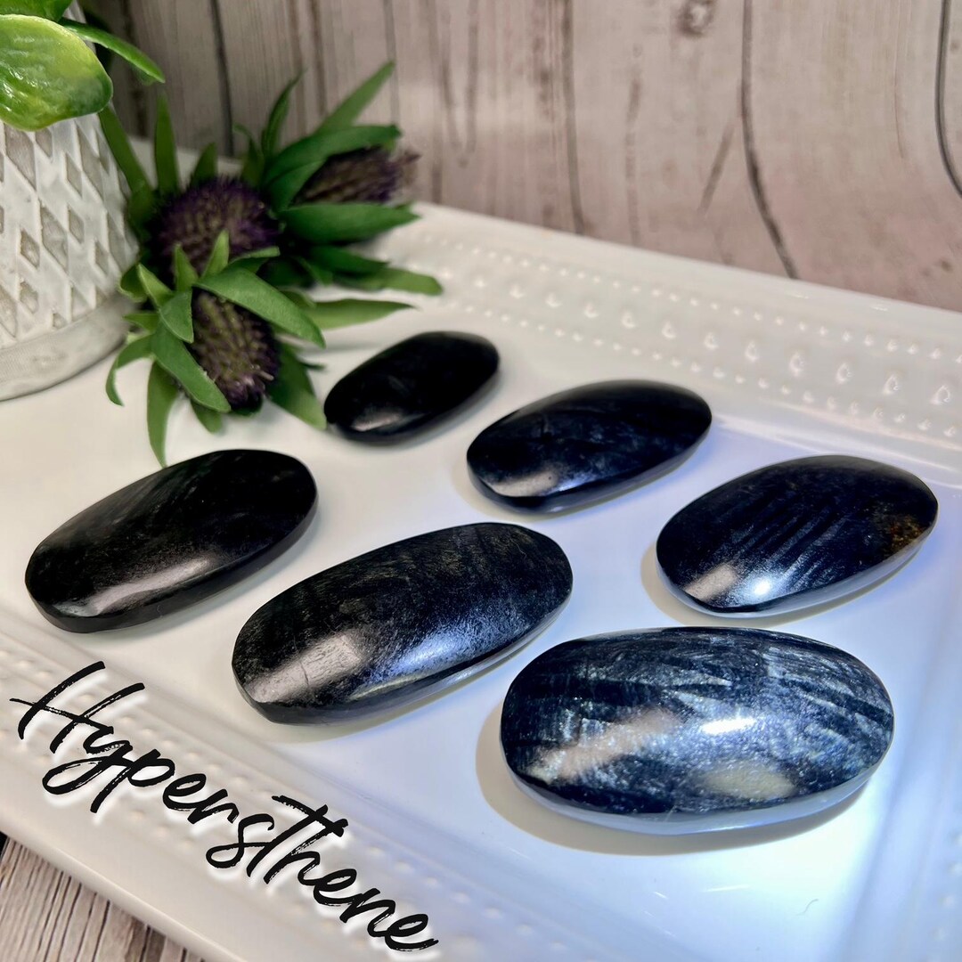 Hypersthene Palm Stone, Flashy Hypersthene Palm Stone, Silver Flashy ...