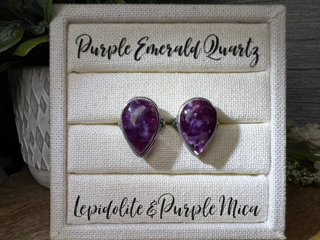 Beautiful Purple Emerald Quartz Ring, Purple Lepidolite With Flashy ...