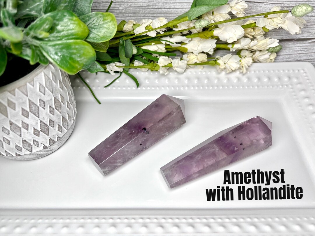 Amethyst With Hollandite, Amethyst Wand, Hollandite, Urchin Quartz ...
