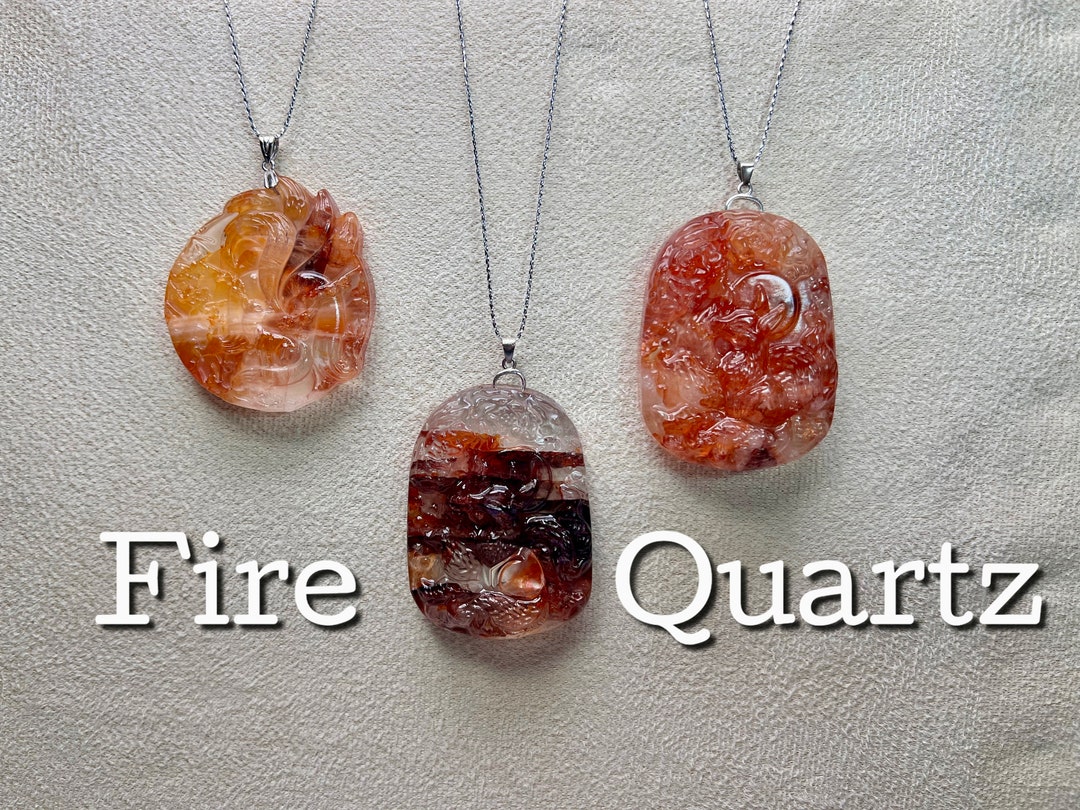 Fire Quartz Nine-tailed Fox Pendant, Fire Quartz Fox Pendant, Fire ...