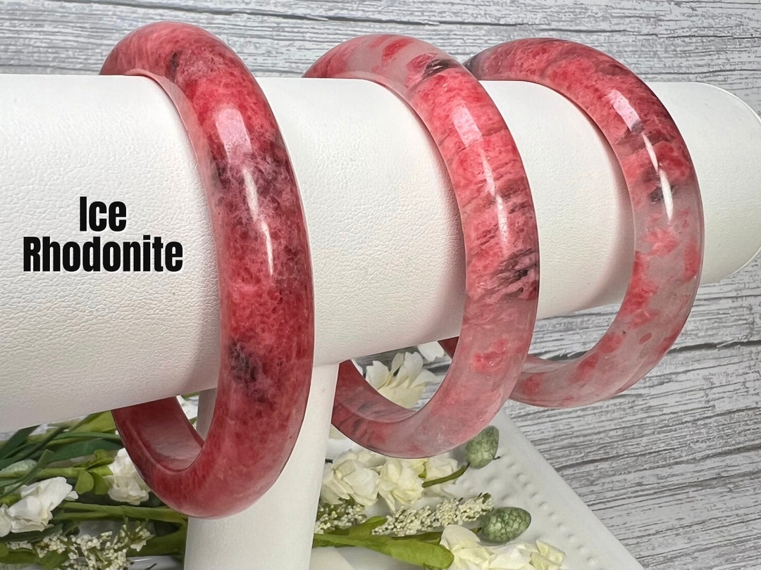 Rhodonite Bangle Bracelet, Cherry Blossom Rhodonite, Cherry Rain ...