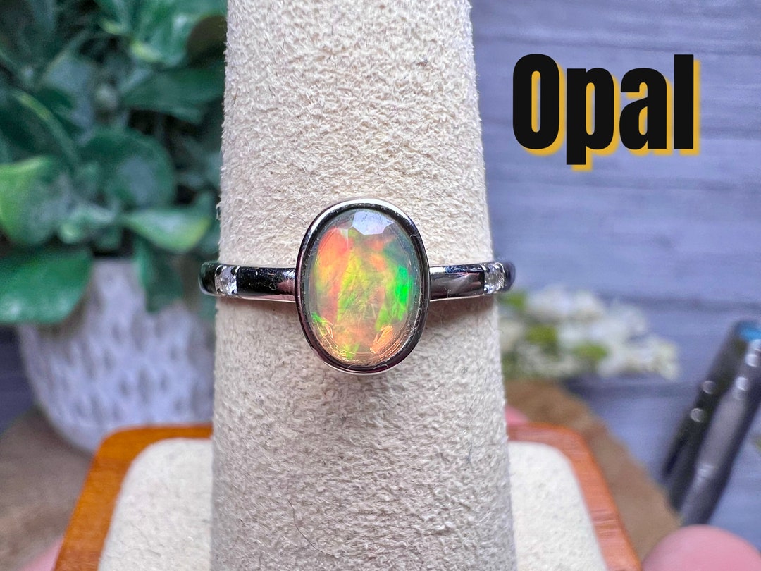 Beautiful Flashy Opal Ring, Small Opal Ring, Beautiful Colors, 925 Silver Adjustable Band - Etsy