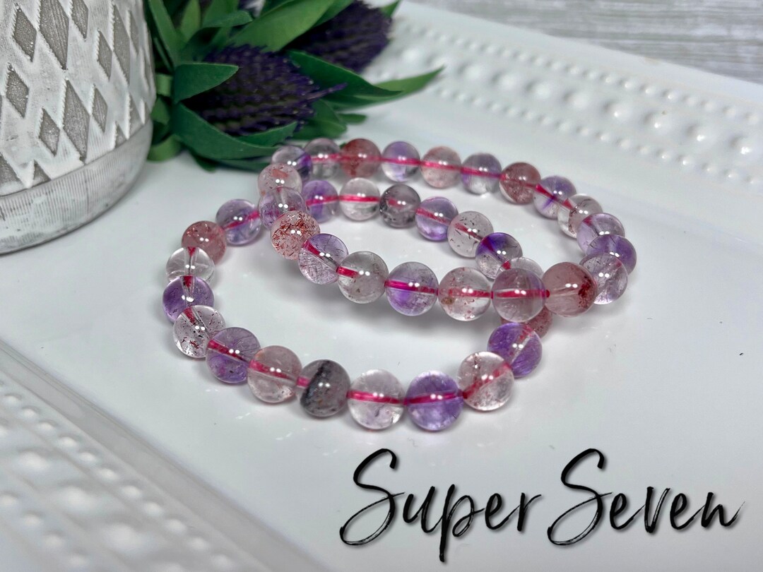 Super Seven Bracelet, Super 7 Crystal Bracelet, Stretchy Crystal ...