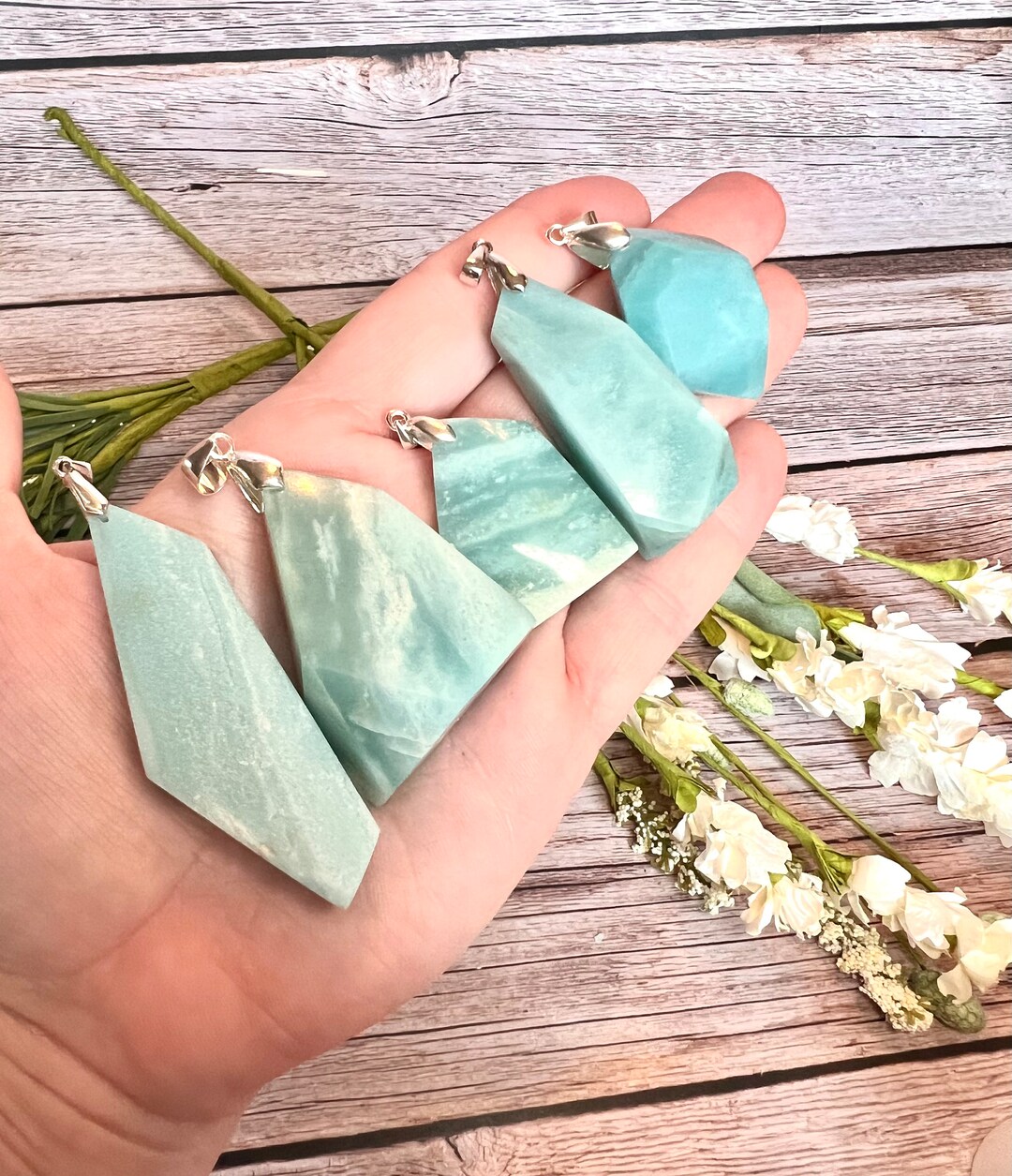 Sky Blue Jade, Rainforest Jade Pendant, Blue Jade, Free Form Sky Blue Jade, 925 Silver Clasp - Etsy