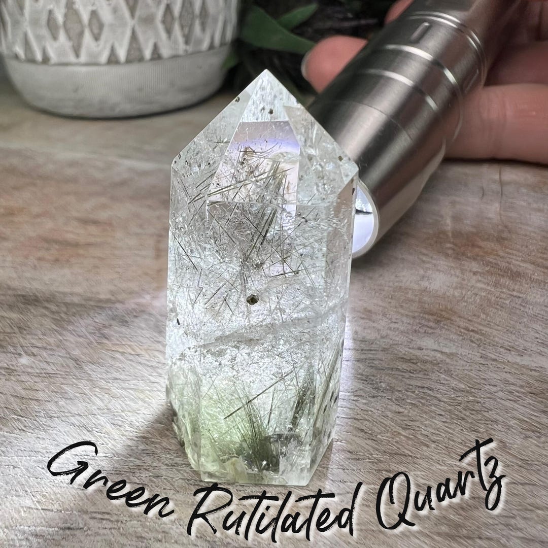 Small Green Rutilated Quartz Tower, Green Rutile Quartz Tower ...