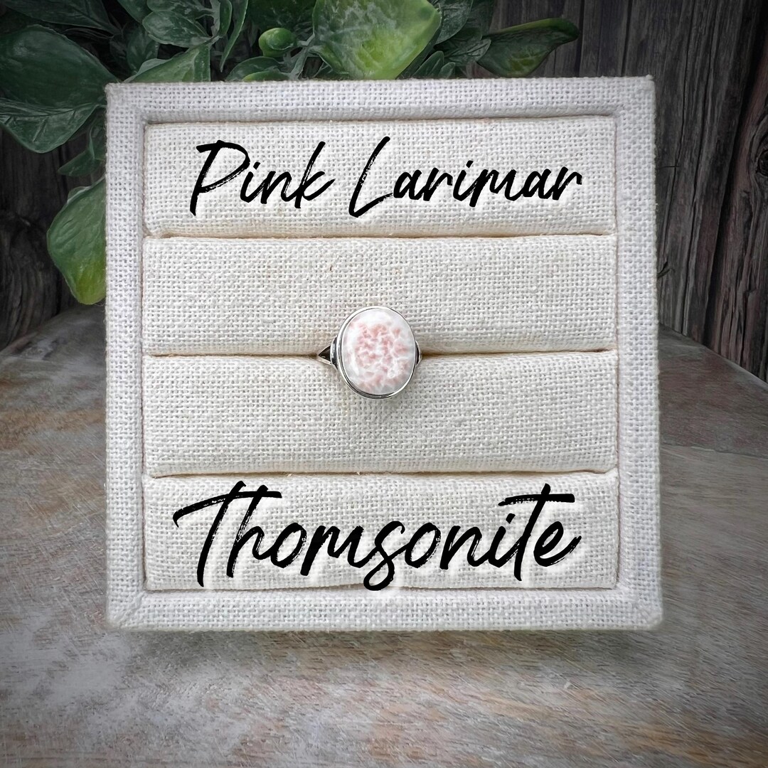 Pink Larimar Ring, Thomsonite Ring, Thomsonite Crystal, 925 Sterling ...