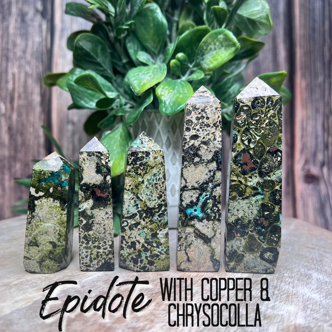 Epidote With Copper and Chrysocolla Tower, Epidote Tower, Epidote Point ...
