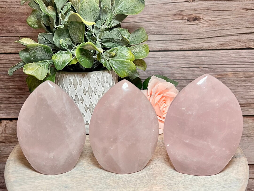 Rose Quartz Freeform Carving, Rose Quartz Flame Carving, Rose Quartz ...