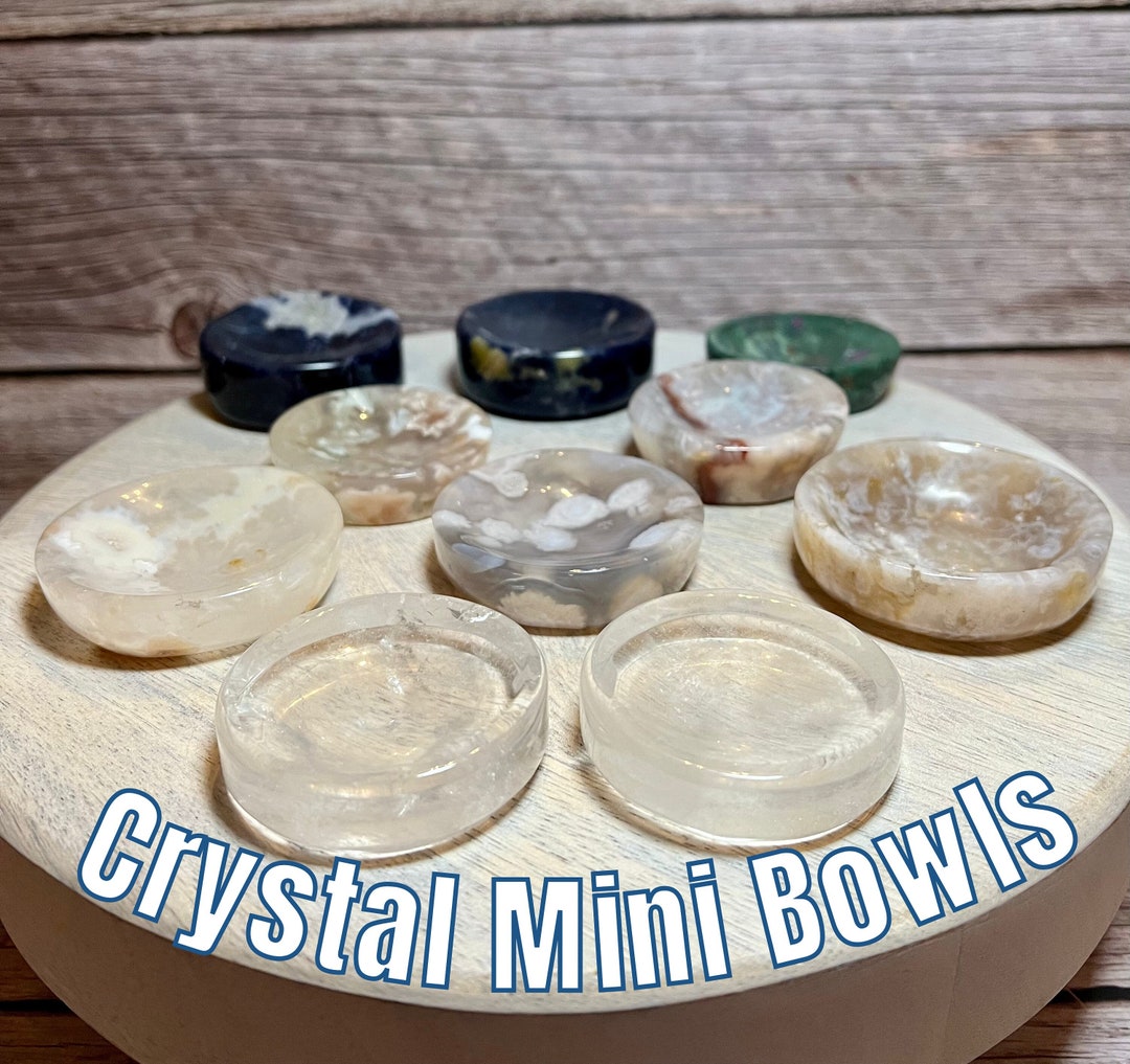 Small Crystal Bowls in Flower Agate, Ruby Fuchsite, Clear Quartz ...