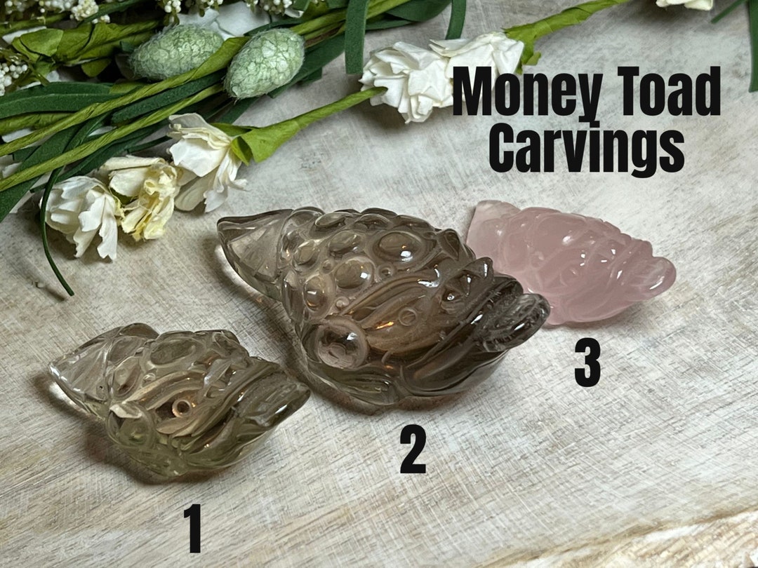 Crystal Money Toad Carving, Lucky Money Toad, Smoky Quartz Money Toad ...