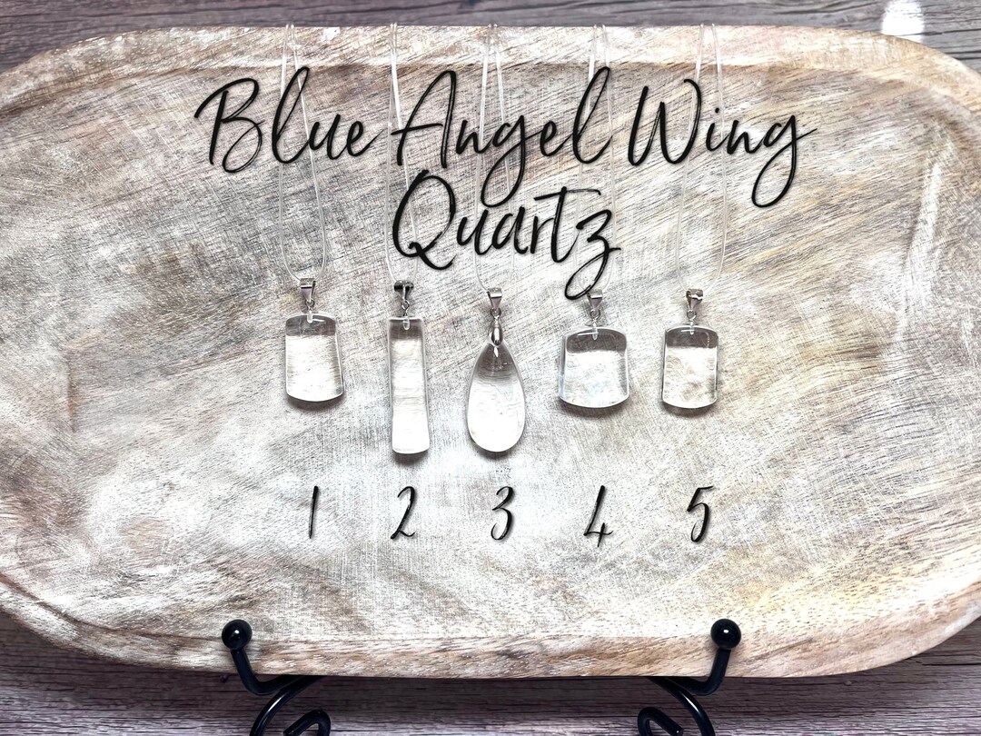 Blue Angel Wing Quartz Pendant, Blue Angel Feather Quartz, 925 Silver ...