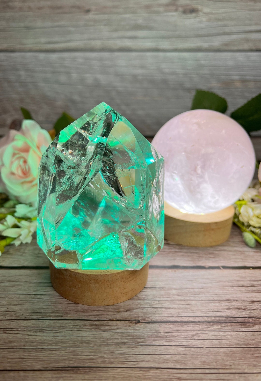 Wooden LED Light Stands, Round, Crystal Light Stands, White Light Stand ...