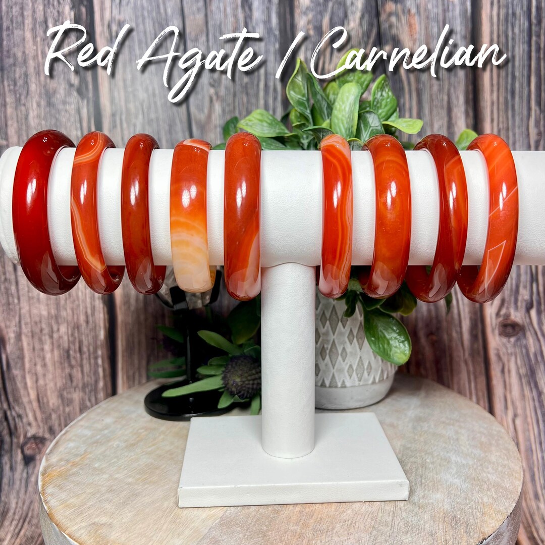 Carnelian Bangle, Carnelian Agate Bangle Bracelet, Red Agate Crystal ...