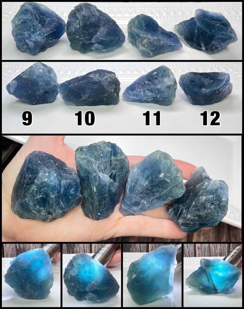 Raw Blue Fluorite Crystal Stone, Throat Chakra Specimen (set#11) - Etsy