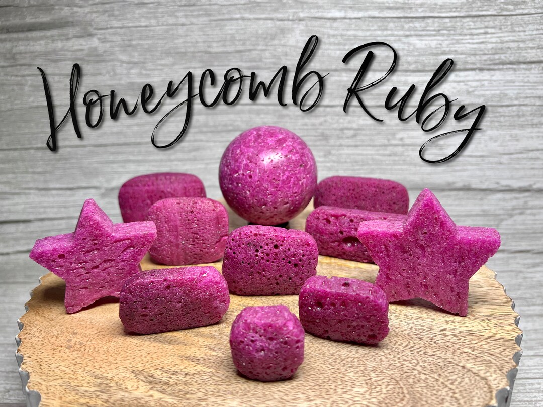 Honeycomb Ruby Sphere, Honeycomb Ruby Star, Honeycomb Ruby Palm Stone, UV Reactive - Etsy