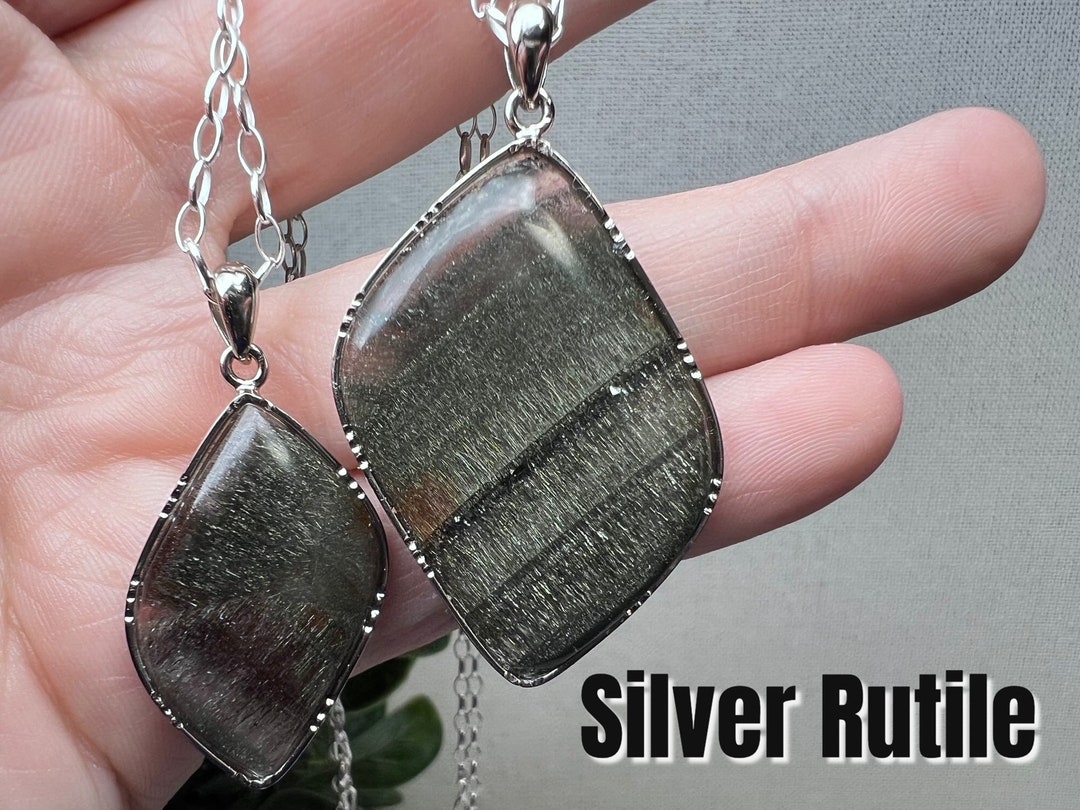 Silver Needle Rutilated Quartz Pendant, Silver Rutile, Silver Needle ...