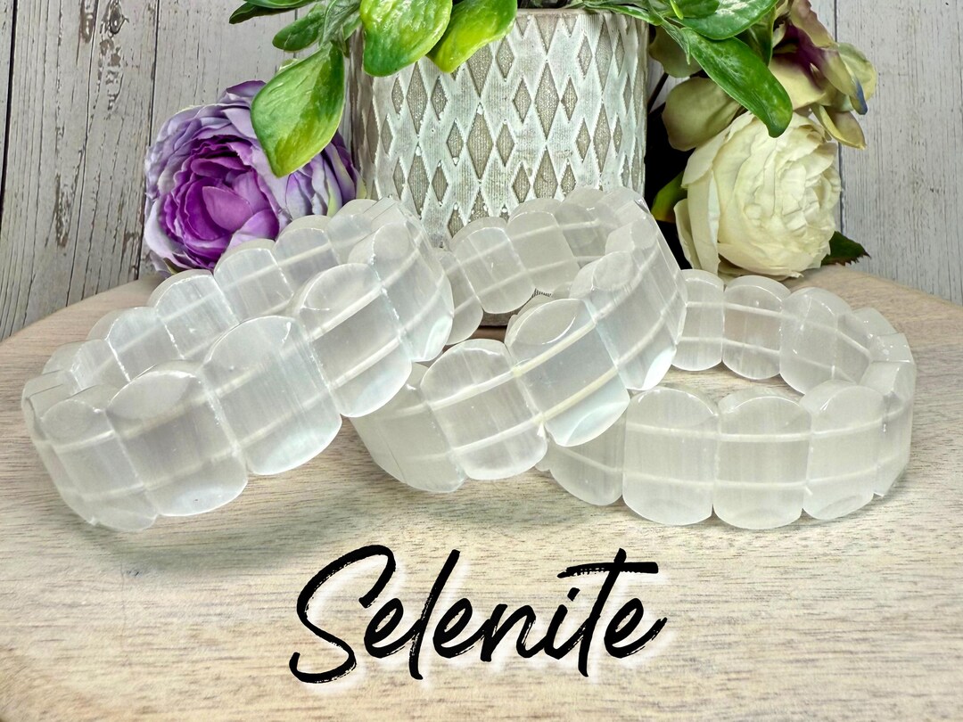 Selenite Bracelet, Selenite Soft Bangle Crystal Bracelet, Selenite ...
