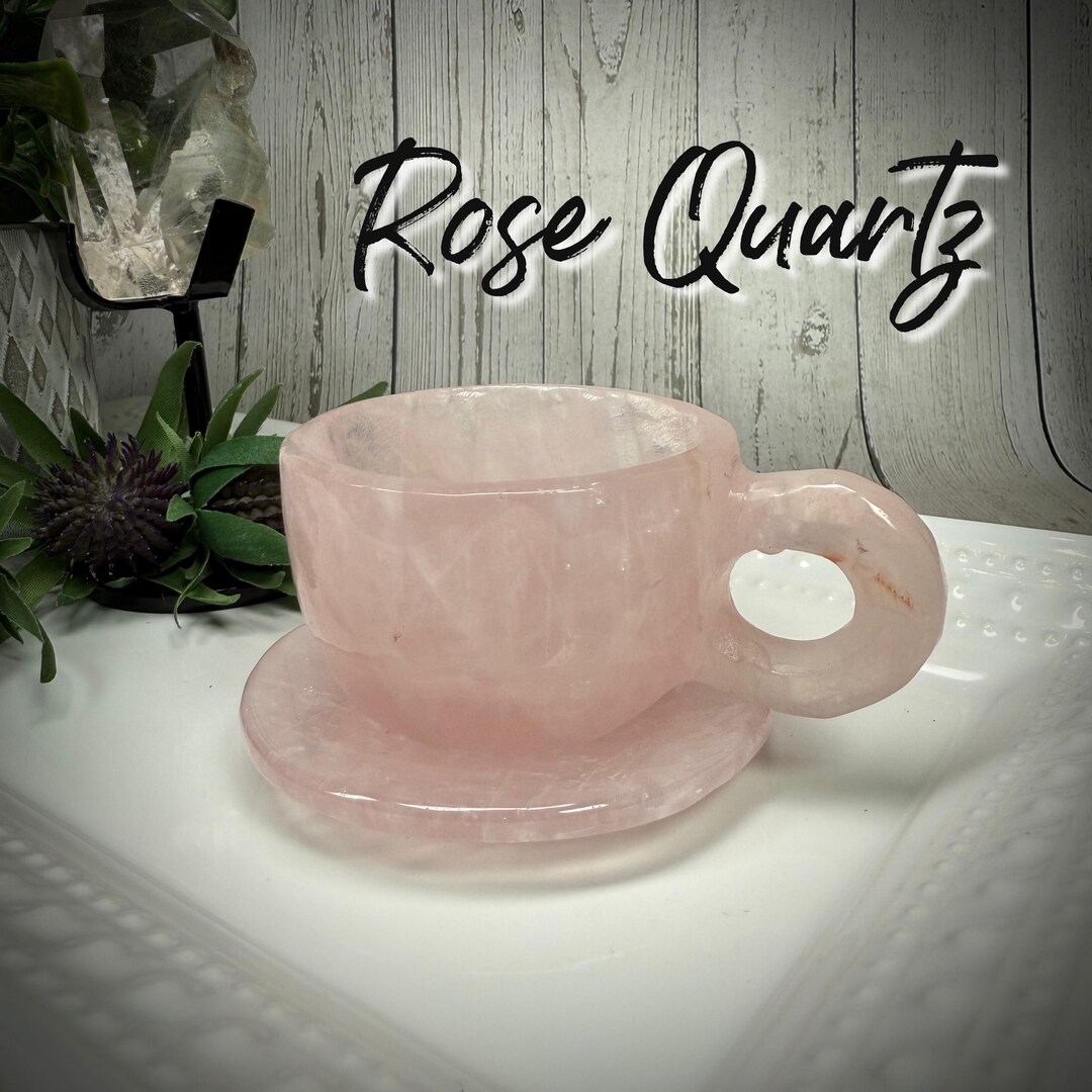 Rose Quartz Teacup and Small Plate Set, Rose Quartz Cup and Saucer ...