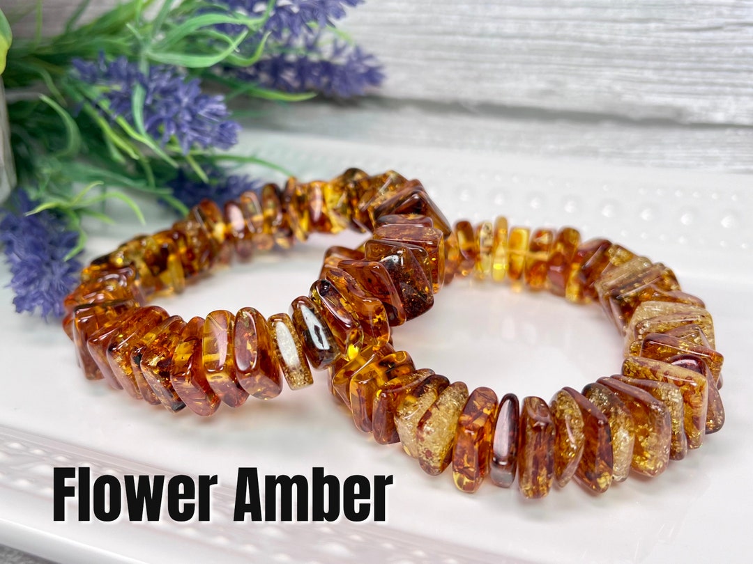 Beautiful Large Flower Amber Crystal Freeform Bracelet, Chunky Flower ...