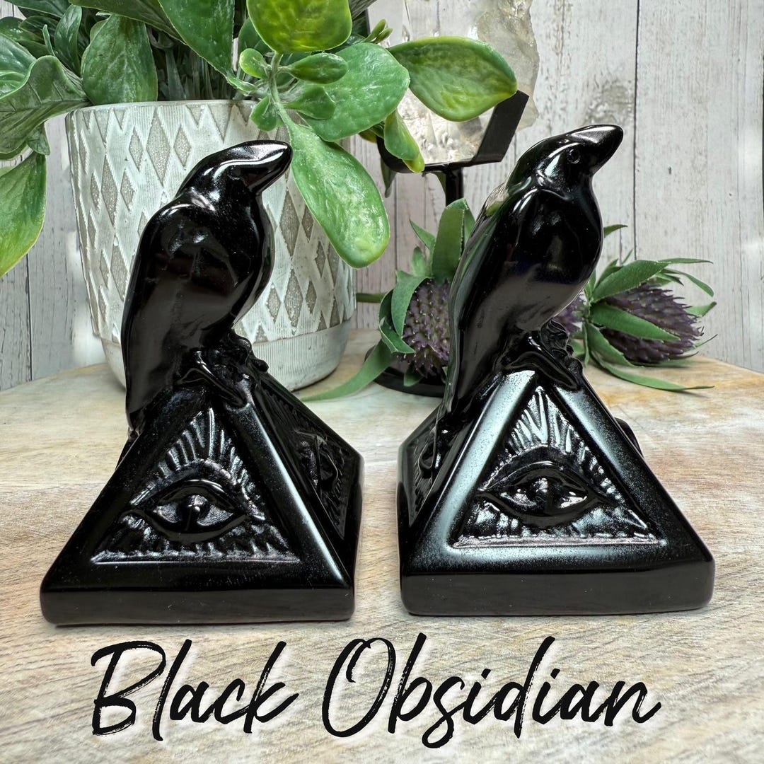 Black Obsidian Raven on All Knowing Eye Pyramid, Black Obsidian Raven ...