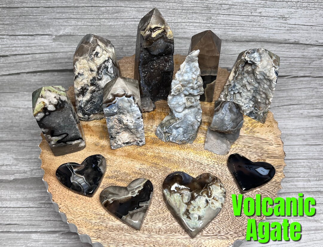 Volcanic Agate, Volcano Agate, UV Reactive Volcanic Agate, Root Chakra ...