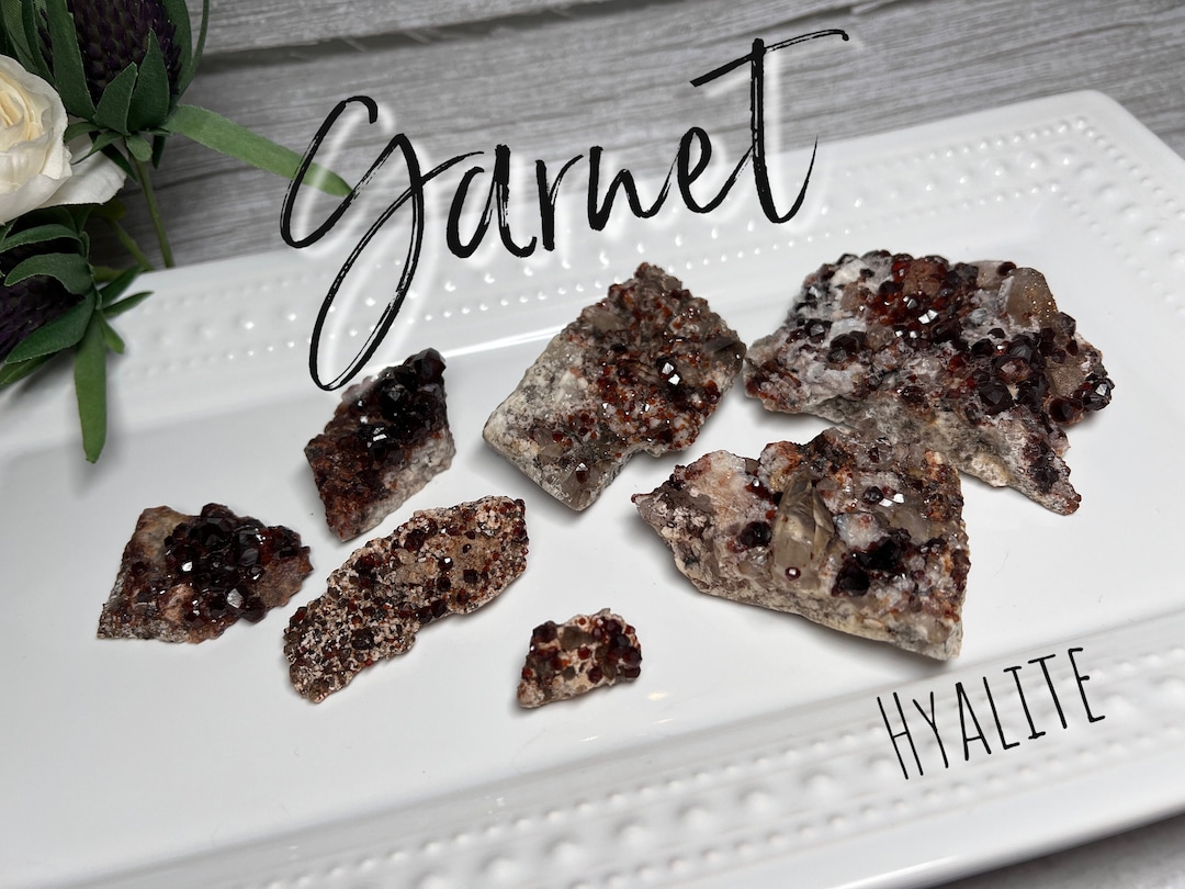 Rare Garnet Specimen, Garnet With Hyalite Opal Inclusions (UV Reactive ...