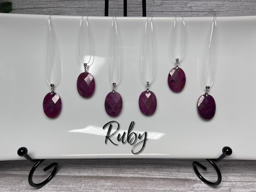 Ruby Pendant, Polished Faceted Ruby Pendent, Crystal Pendant, 925 ...