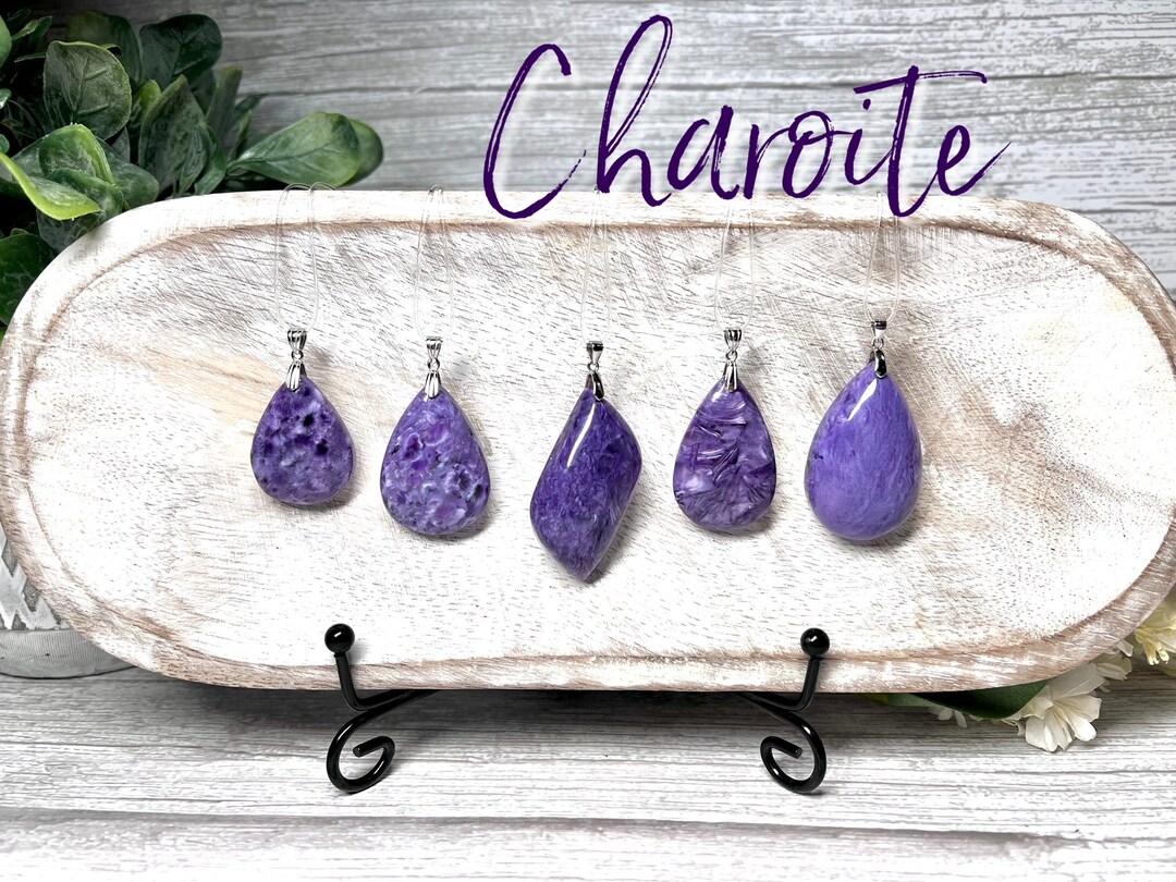 Charoite Pendant, Charoite Jewelry, Chatoyant Charoite, 925 Silver Clasp - Etsy