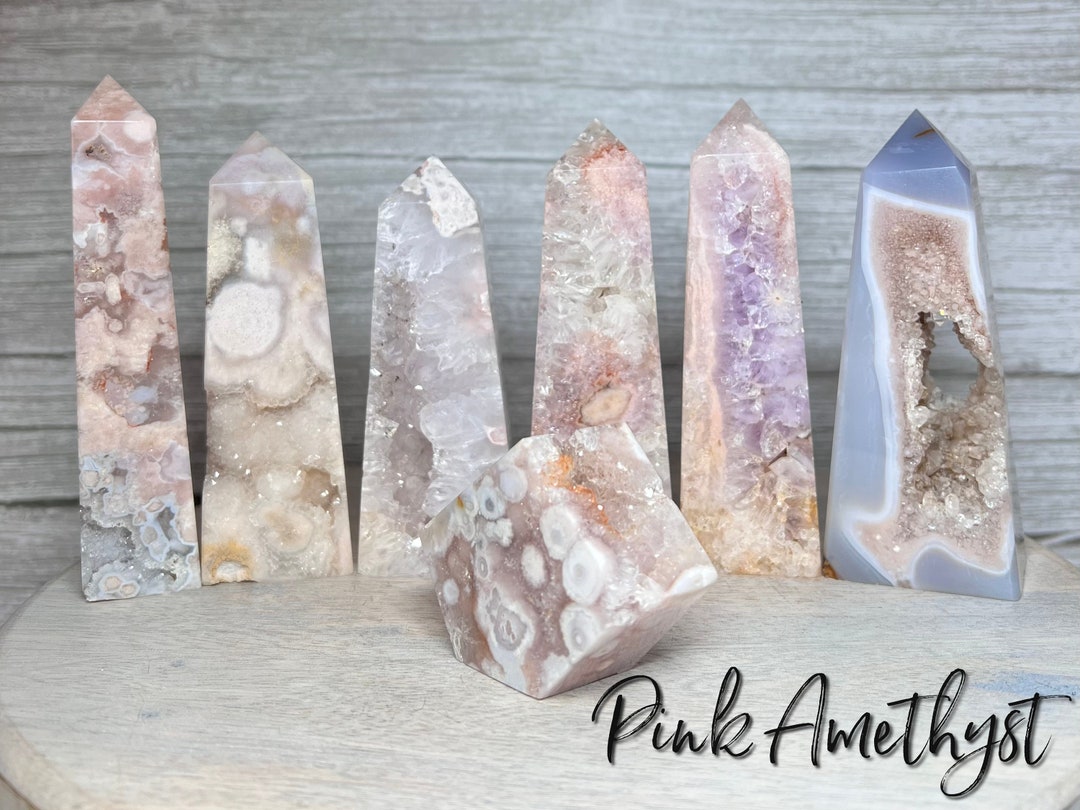 Druzy Pink Amethyst Flower Agate, Pink Amethyst Flower Agate Tower or ...