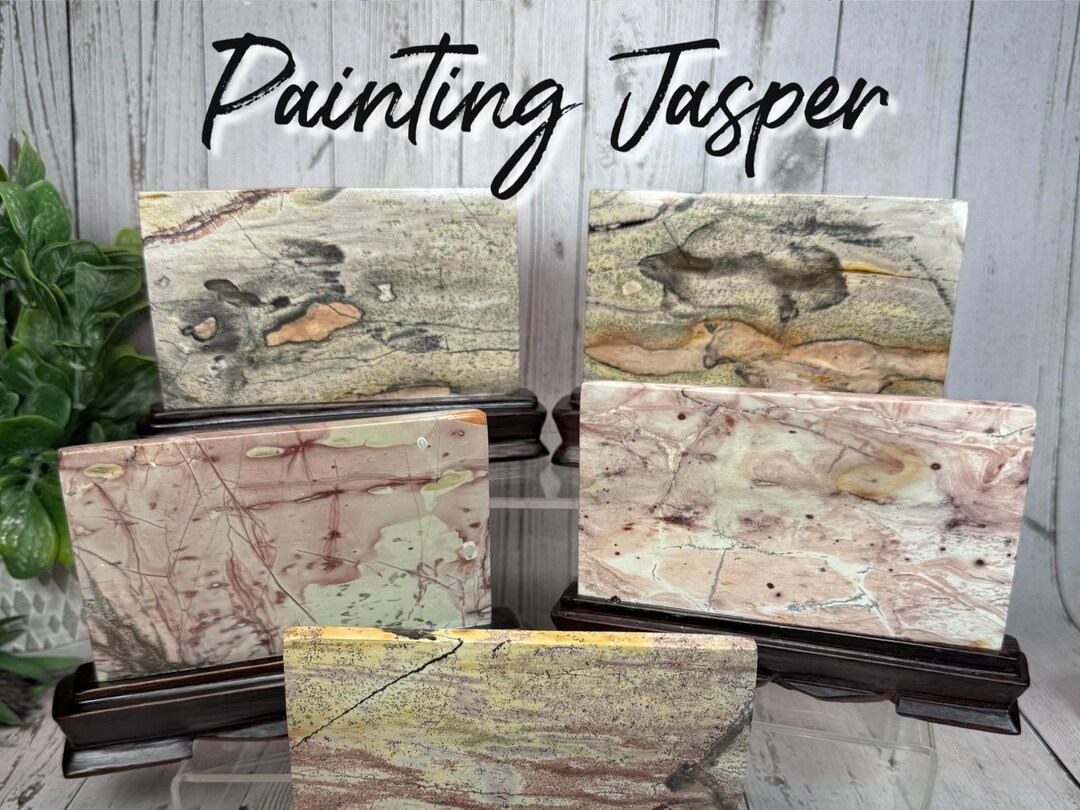 Painting Jasper on Wooden Stand, Picture Jasper, Beautiful Landscape ...
