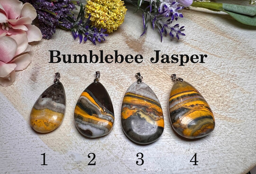 Bumblebee Jasper Pendant, Bumblebee Jasper, 925 Sterling Silver Clasp ...