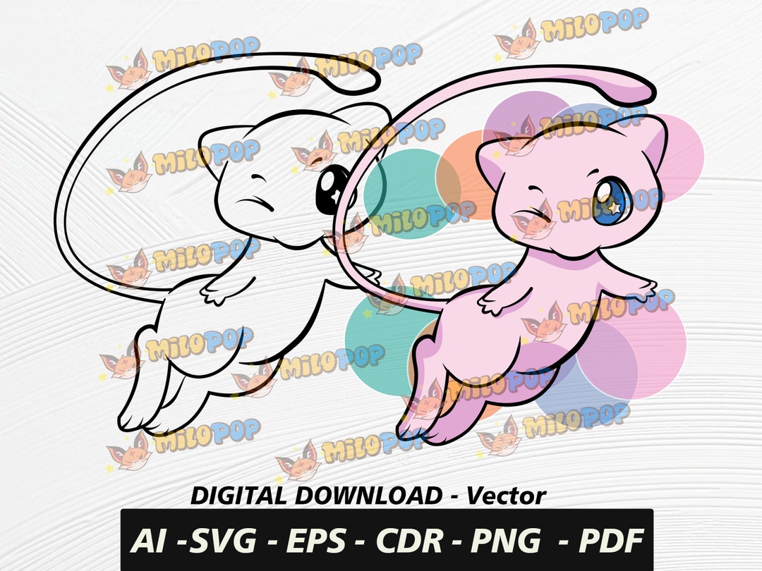 Mew Vectors Files - Svg - Ai - Pdf - Eps - Png - Cdr - Pokemon - Etsy