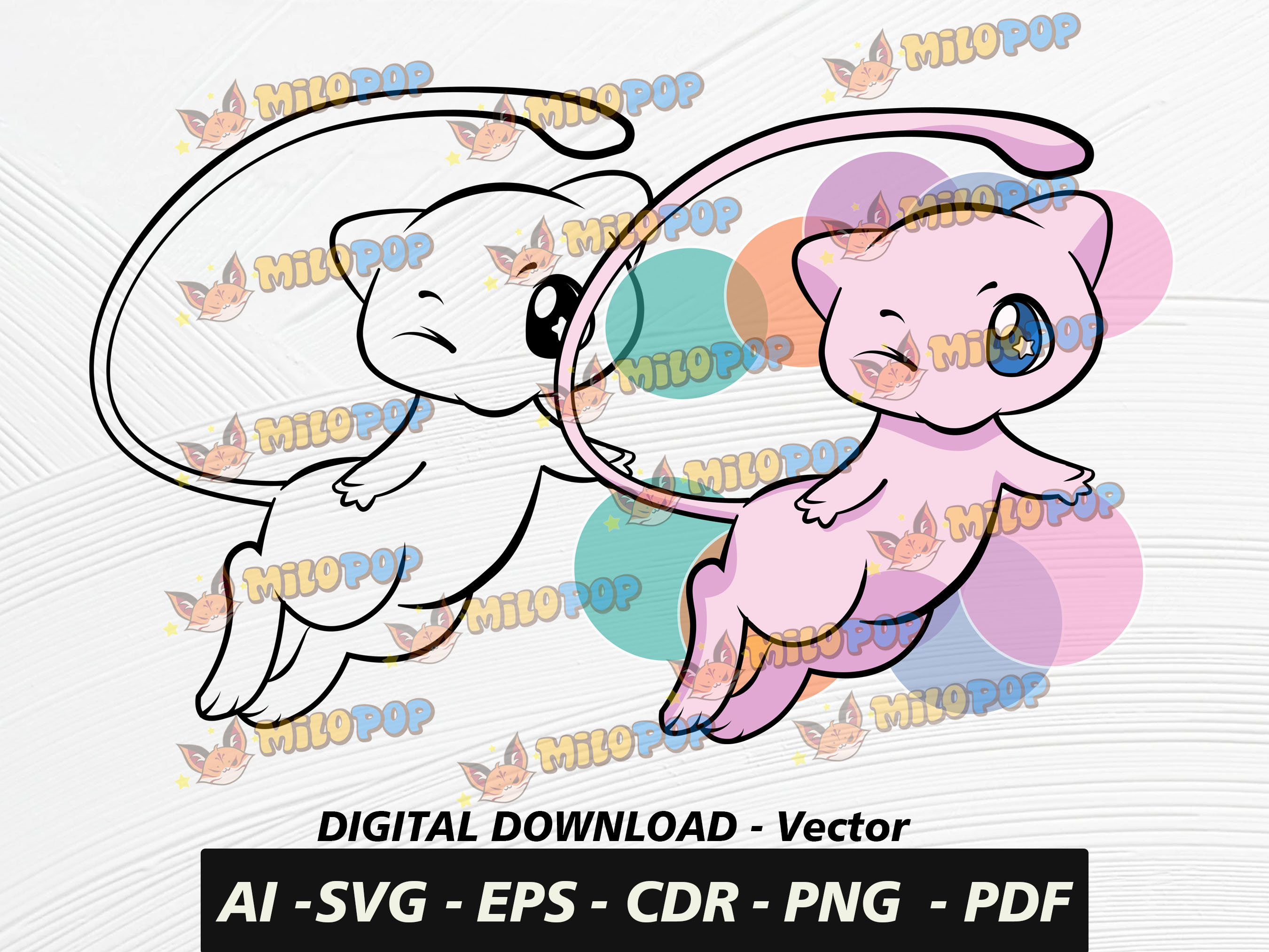 Mew Vectors Files - Svg - Ai - Pdf - Eps - Png - Cdr - Pokemon - Etsy
