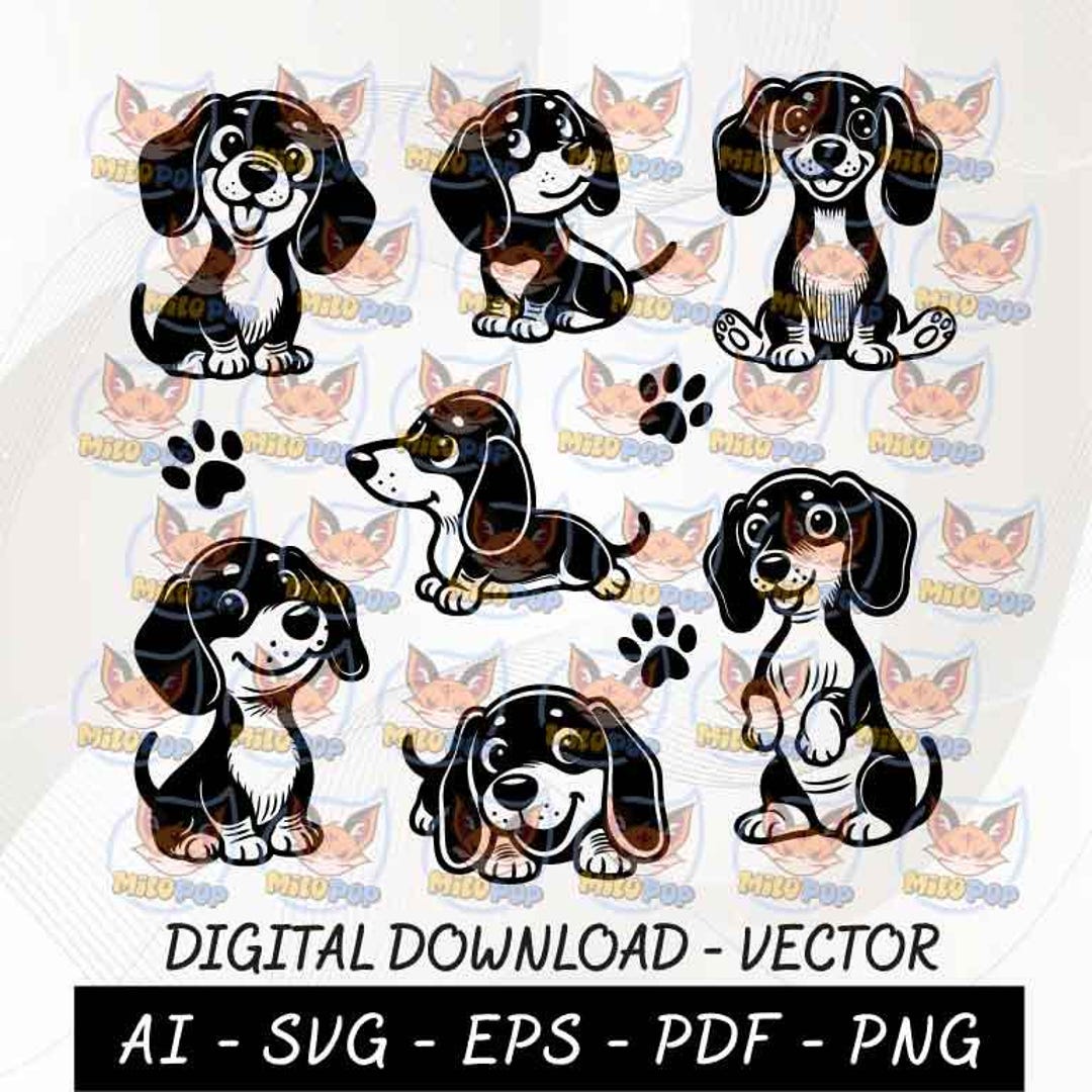 Cute Pet Dachshund Vector Files Svg Ai Pdf Eps Png Clipart Dog Pet ...