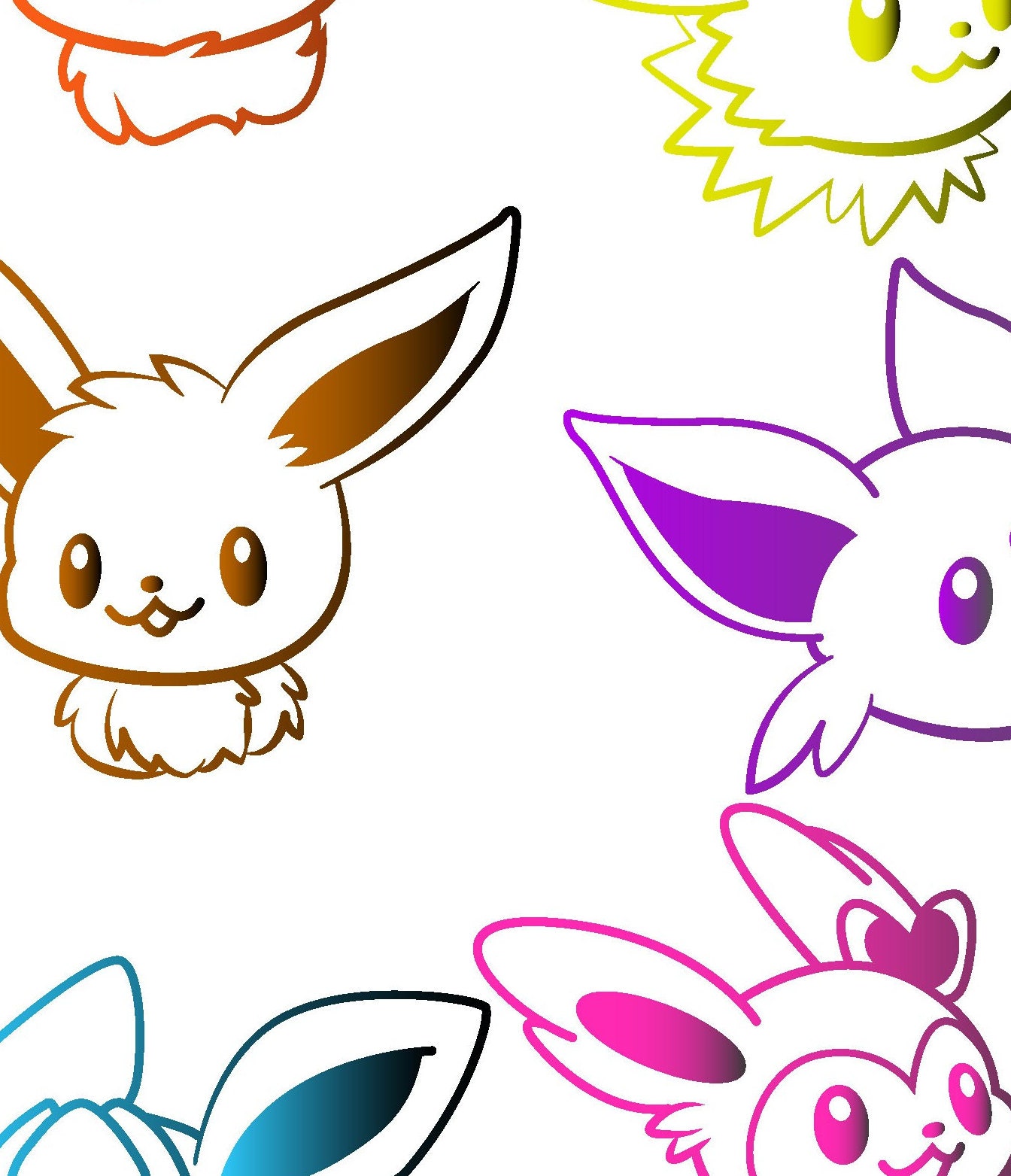 Eeveelutions Vector Files Svg Ai Pdf Eps Png Cdr Poke Eevee Sylveon ...