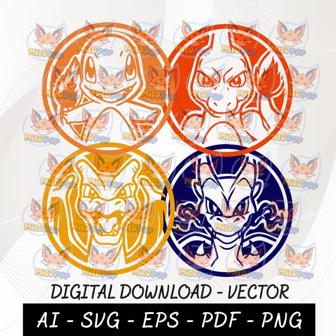 Charmander Charizard Evolutionary Line - Svg - Ai - Pdf - Eps - Png ...
