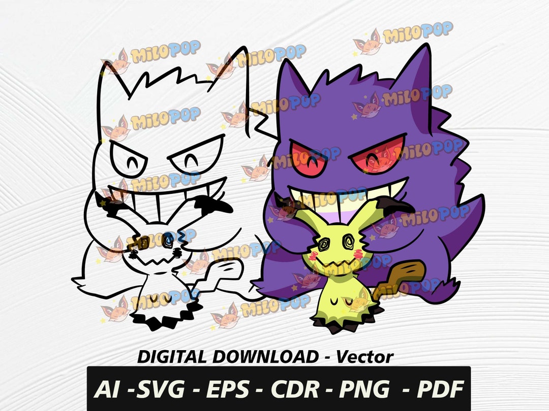 Gengar Mimikyu Vector File - Svg - Ai - Pdf - Eps - Png - Cdr - Poke - Etsy