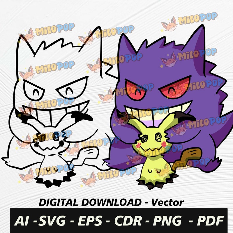 Mimikyu and Gengar Shirt - Etsy