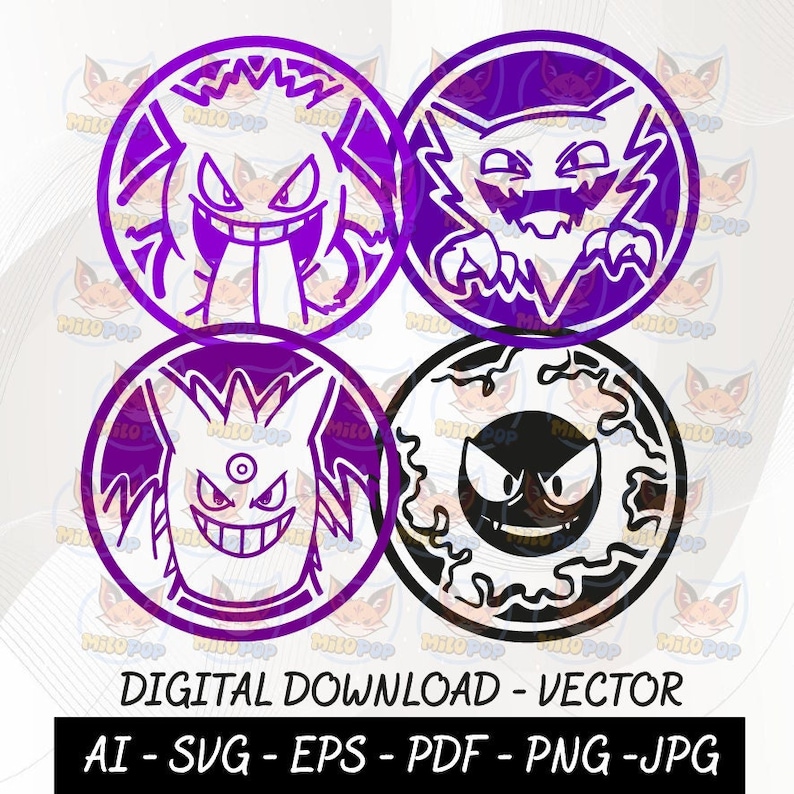 Gengar Haunter Evolutionary Line - Svg - Ai - Pdf - Eps - Png - Poke - Etsy