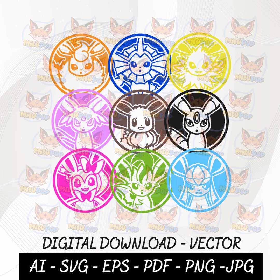 Eeveelutions Vector Files - Svg - Ai - Pdf - Eps - Png - Cdr - Poke ...