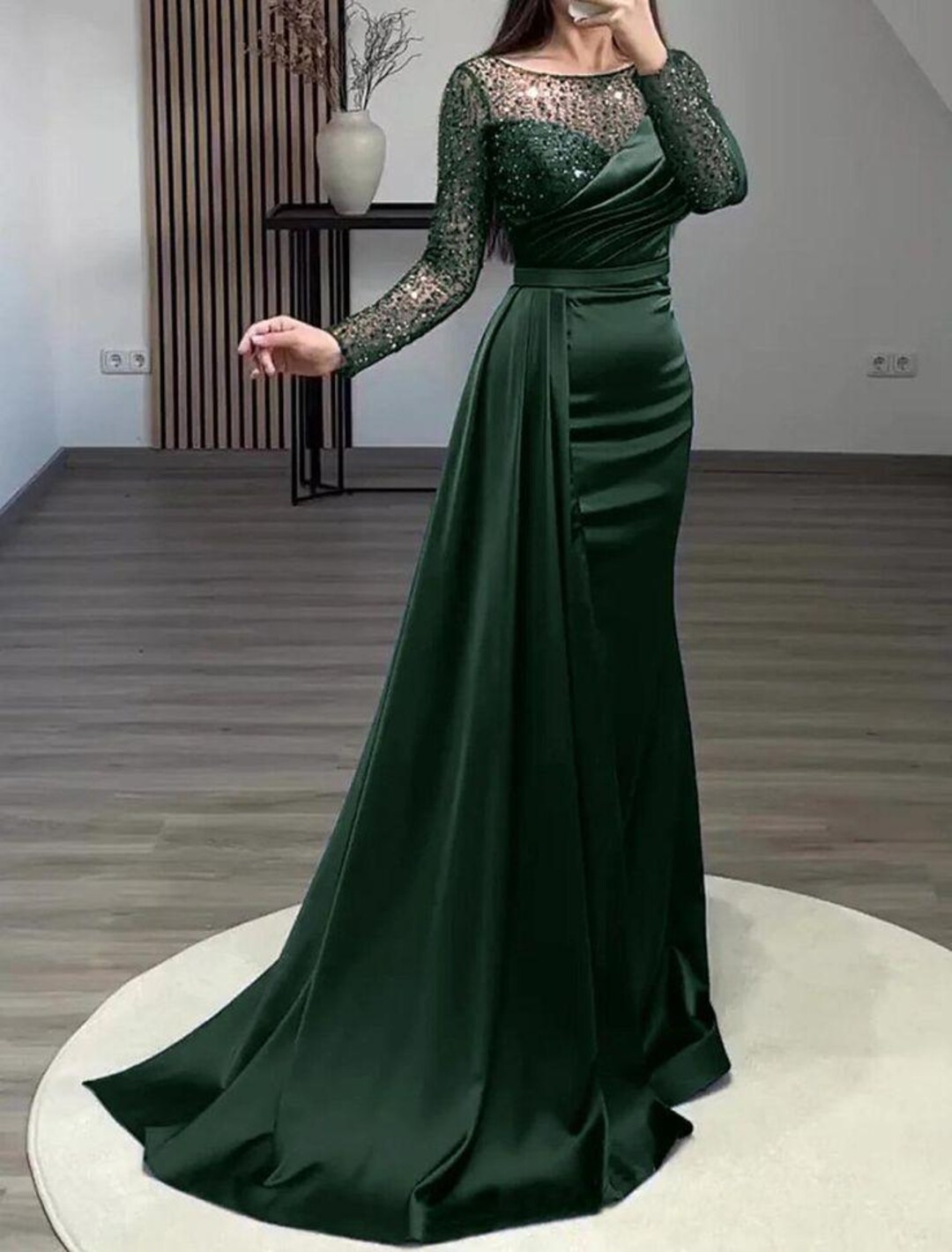 Mermaid Sequin Evening Gown, Elegant Dresses for Women, Party Gown Long ...