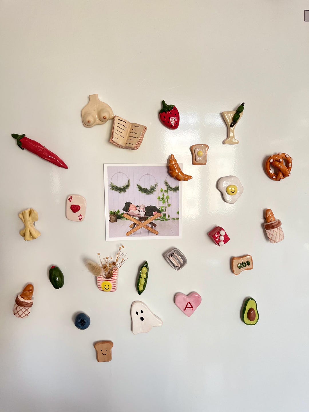 Custom Ceramic Refrigerator Magnets, Breads Croissant Baguette ...