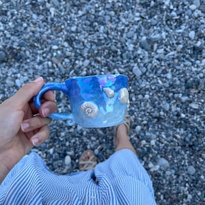 Pottery Beach Mug, Handmade Seaside Coffee Cup, Wawe Mug, Ocean Style ...