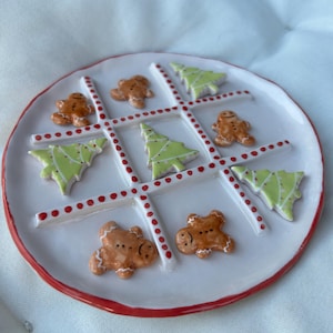 Handmade Christmas Tic Tac Toe, Ceramic XOXO Game for Kids Set, Coffee ...
