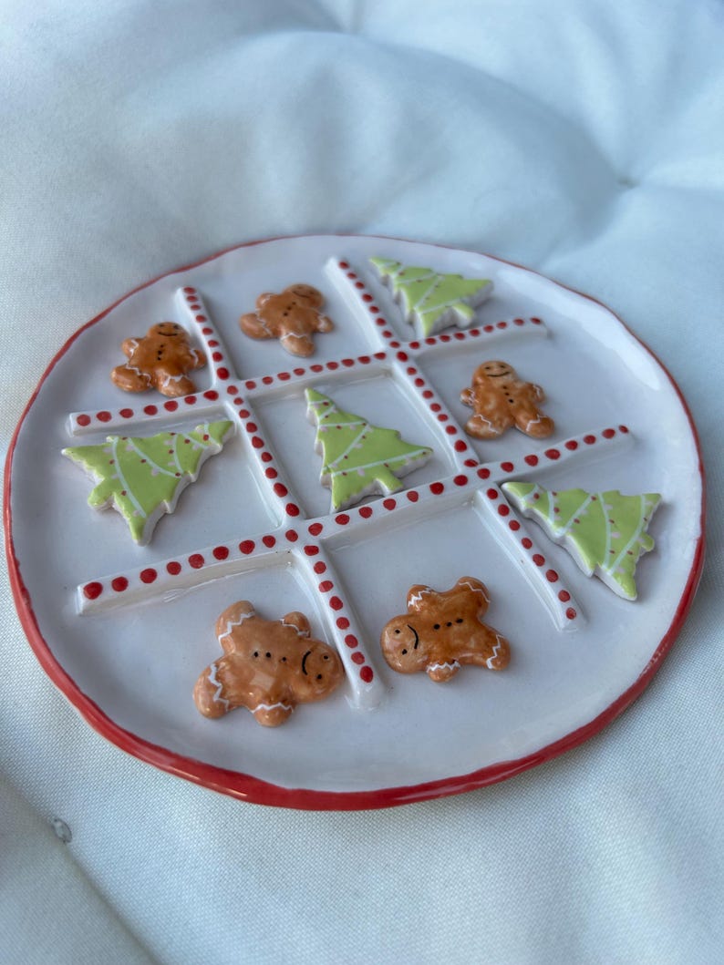 Handmade Christmas Tic Tac Toe, Ceramic XOXO Game for Kids Set, Coffee ...