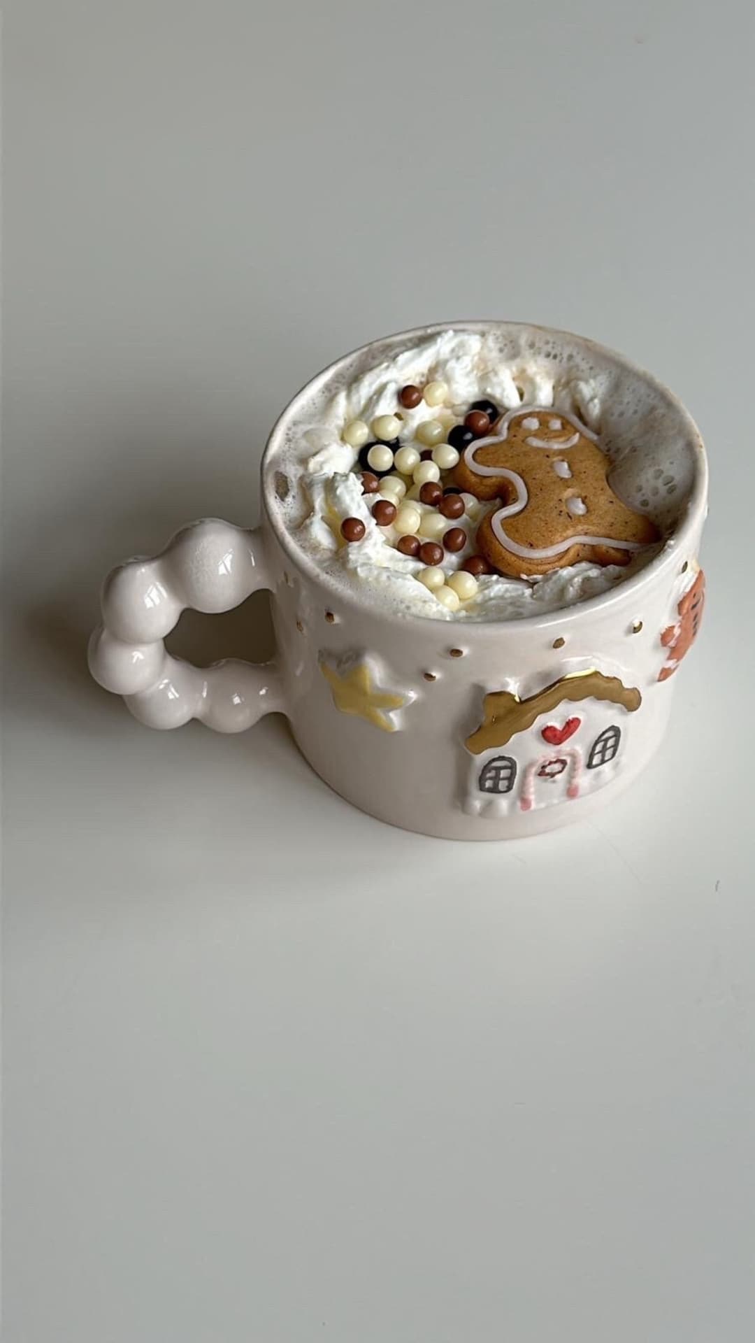 Christmas Gingerbread House Mug, Gold Sweet Cup, Ceramic Winter Tumbler ...