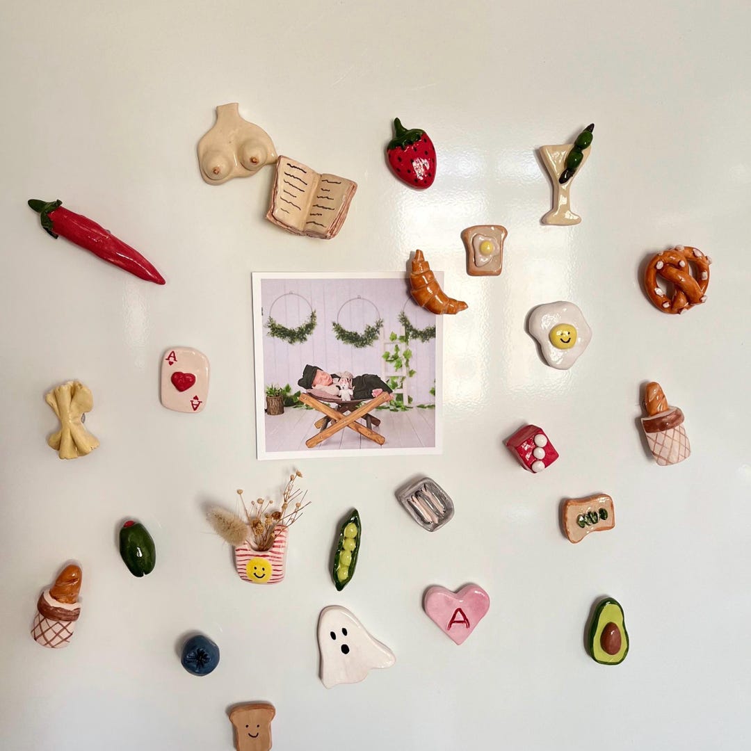Custom Ceramic Refrigerator Magnets, Breads Croissant Baguette ...